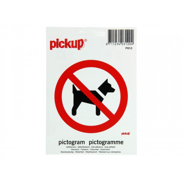 PICKUP VERBODEN VOOR HONDEN PICTOGRAM STICKER - 100 X 100 MM